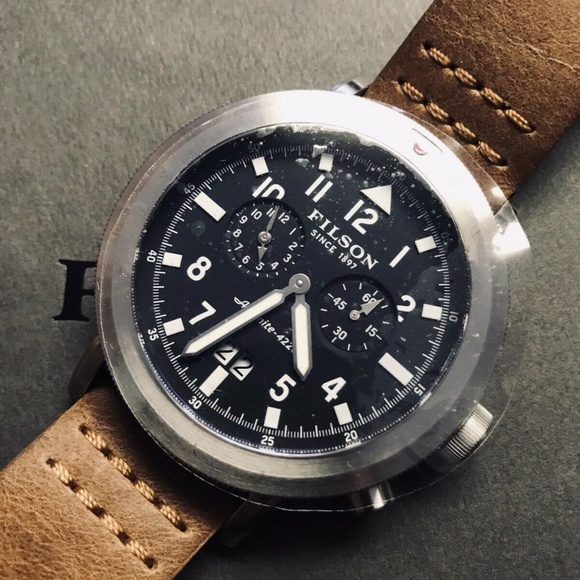Filson | Accessories | Filson Scout Dual Time Mens Watch 45mm Leather ...